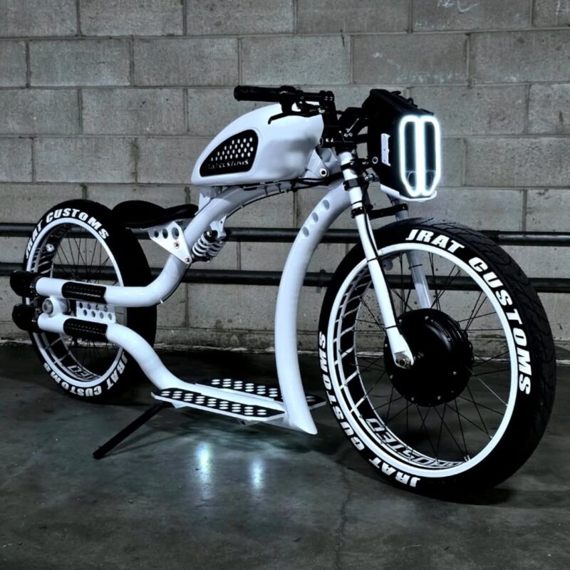 Custom Electric Bike (White) - hustlermotorcycles.com